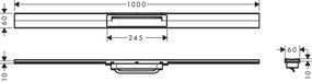 Hansgrohe RainDrain Flex, vrchní sada sprchového žlabu 1000, zkracovatelný, pro instalaci volně na plochu, černá matná, HAN-56046670