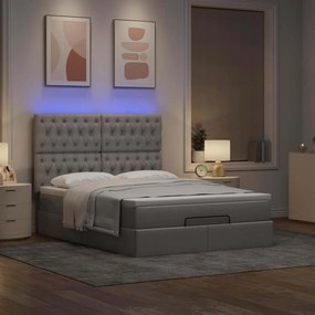 Osmanský rám postele s matrací taupe 140x200cm textil 3314097