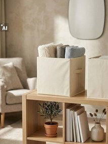 Sinsay - Skládací úložné boxy s uchyty 2 pack - krémová