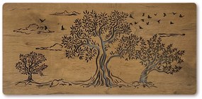 Li-Go "Tři olivy" světelný obraz s baterií 110x50cm varianta ovládání: manuál/pohybové čidlo, provedení povrchu: dub