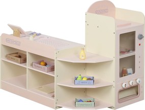 AIYAPLAY Obchod pro děti, dětský obchod / supermarket s pokladnou, čtečkou a automatickým prodejním stánkem, herní doplňky pro děti od 3 let, růžová