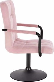 LuxuryForm DESIGN Otočná židle VERONA BLACK VELUR na černém talíři - růžová