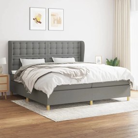 Box spring postel s matrací tmavě šedá 200x200 cm textil 3128870