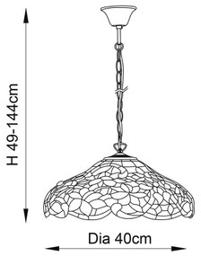 Endon 64325 - Lustr na řetězu Tiffany SULLIVAN 1xE27/60W/230V pr. 40 cm