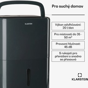 Klarstein DryFy20 Odvlhčovač vzduchu 400W 20l/d 230m³/h 35-50m² DrySelect 45dB Grey
