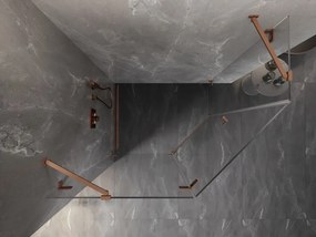 Mexen Lunar, Pětiúhelníkový sprchový kout Mexen Lunar naklápěcí doleva 100 x 80 cm, 8mm čiré sklo, profil měděná matná, 831-100L-080P-65-00-L