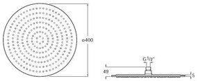 Roca Hlavová sprcha slim 40 cm, kulatá A5B2650C00