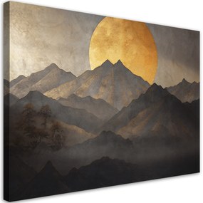 Gario Obraz na plátně Japonské zlaté slunce a hory Rozměry: 60 x 40 cm