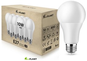 BERGE LED žárovka - ecoPLANET - E27 - 10W - 800Lm - teplá bílá - 10x