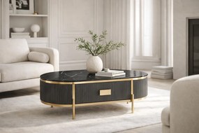 Konferenční stolek Stilig ST380A 124 cm zlatý/černý mramor