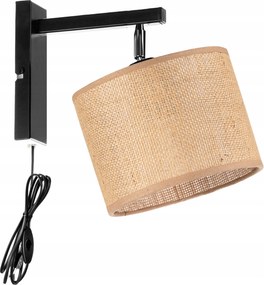 Regulovatelné nástěnné svítidlo Boho Juta s Led zástrčkou E27 pro kontakt Edison