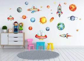Veselá nálepka pro malé kosmonauty s motivem planet 120 x 240 cm