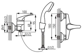 FERRO Basic, sprchová baterie, chrom, BBC77