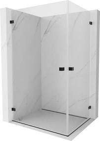 Mexen Lunar-B Duo výklopný sprchový kout 80 x 70 cm, čiré sklo, černá matná, 832-080L-070P-70-00
