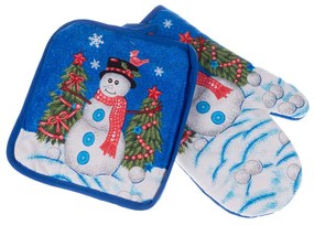 Vánoční set - chňapka a rukavice - Sněhulák