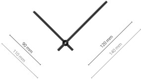 Černé rovné hliníkové ručičky na hodiny 120 mm | 90 mm