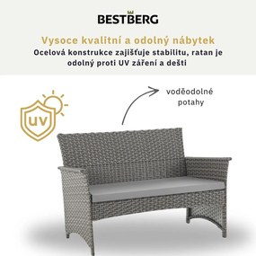 4dílná sada zahradního ratanového nábytku BestBerg Cordova BBRF-1008BG / černá/šedá