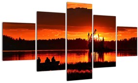 Obraz - Rybáři na jezeře (125x70 cm)