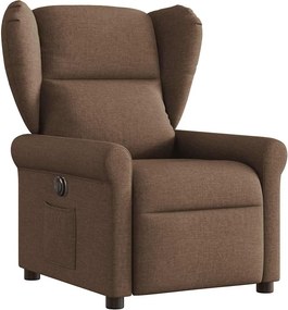 Elektrické polohovací křeslo hnědé textil 3303358