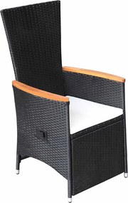 7dílný zahradní jídelní set polyratan černý 3070769