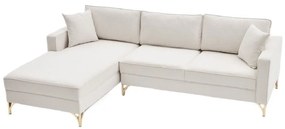 Hanah Home Rohová pohovka BERLIN krémová se zlatou levá 258 cm