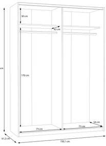 Šatní skříň se zrcadlem KARO 150x210 cm bílá