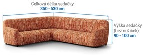 Bielastické potahy UNIVERSO NOVÉ žíhané cihlové rohová sedačka (š. 350 - 530 cm)