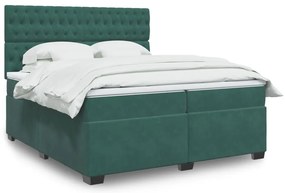 Box spring postel s matrací tmavě zelená 200x200 cm samet 3293311