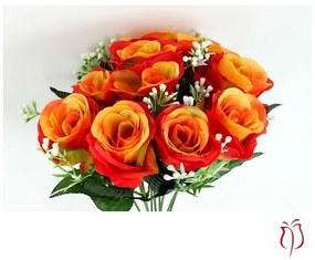 Růže, puget KU4139 květina umělá barva červeno-oranžov