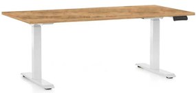 Výškově nastavitelný stůl OfficeTech D, 160 x 80 cm, bílá podnož, dub zlatý