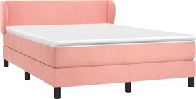 Box spring postel s matrací růžová 140x200 cm samet 3127378