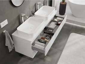 Mexen Orio, koupelnová skříňka 140 cm s horní deskou, 2 zásuvky, bílá lesklá, 91A10-14047-2-BFFC00