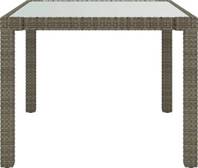 Zahradní stůl 90 x 90 x 75 cm tvrzené sklo a polyratan šedý 316700