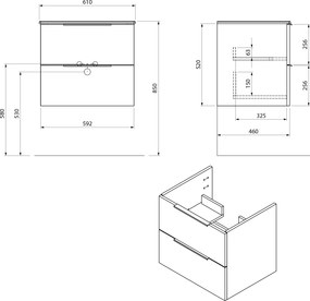 Sapho Cirasa koupelnová skříňka pod umyvadlo 59,2 x 52 x 46 cm zásuvky bílá lesk CR611-3030