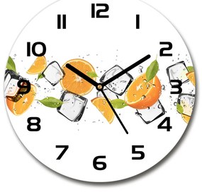 Wallmuralia Skleněné hodiny kulaté Pomeranče s ledem fi 30 cm