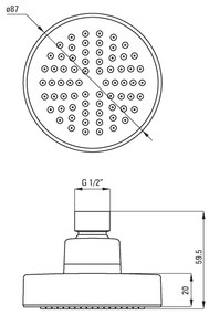 Deante Cascada, sprchová hlavice kulatá O87 mm, chromová, NAC_030K