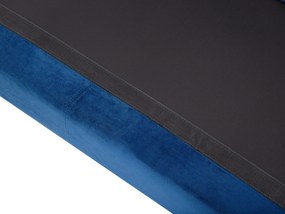 Pravostranná velurová pohovka s taburetem tmavě modrá OSLO Beliani