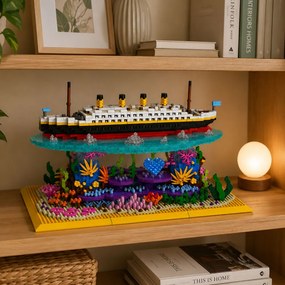 LEAN Toys Stavebnicové kostky – Loď Titanic na korálovém útesu, 3892 dílů