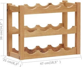 Stojan na víno na 12 lahví 47 x 21 x 36 cm masivní dubové dřevo 289202