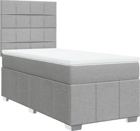 Box spring postel s matrací světle šedý 100 x 200 cm textil 3291579