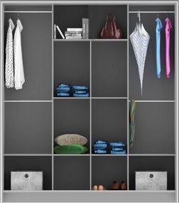 ARK Šatní skříň ONIX, Šedá + LED osvětlení 207 cm