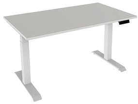 NOBL Dynamic + Elektr. nastavitelný polohovací stůl 140x80 s pamětí Dynamic + Dekor stolové desky: šedá, Barva podnože: bílá
