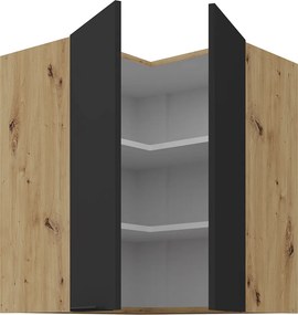 ARIA ac | horní kuchyňská skříňka 60x60 GN-72 2F (90°) rohová s policemi | 60x60 cm | artisan/černá