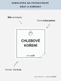 Samolepka na kořenky CHLEBOVÉ KOŘENÍ bílá 5 × 5 cm tučné písmo