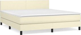 Box spring postel s matrací krémová 160x200 cm umělá kůže 3141013
