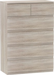 HOMCOM Komoda se 6 šuplíky s minimalistickým designem bez úchytek - 80 x 39 x 115 cm - Přírodní dřevo