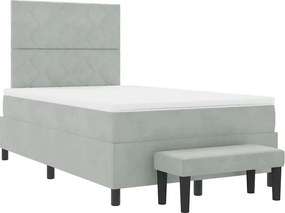 Postel s boxspringem s čelo Světle šedá 190 x 120 cm samet 3344564
