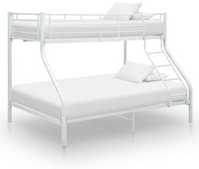 Rám poschoďové postele bílý kov 140 x 200 / 90 x 200 cm