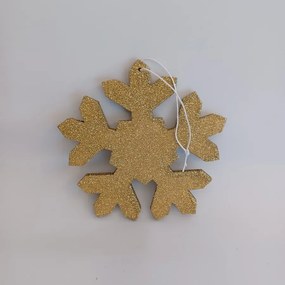 Vánoční ozdoba vločka I, pr. 15 cm, zlatá, překližka, venkovní