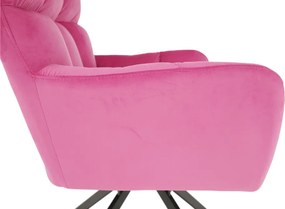 Designové otočné křeslo, růžová Velvet látka / černá, KOMODO